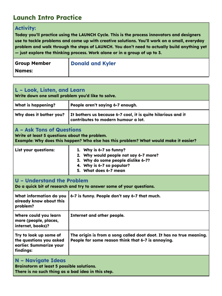 Launch Intro Practice | PDF