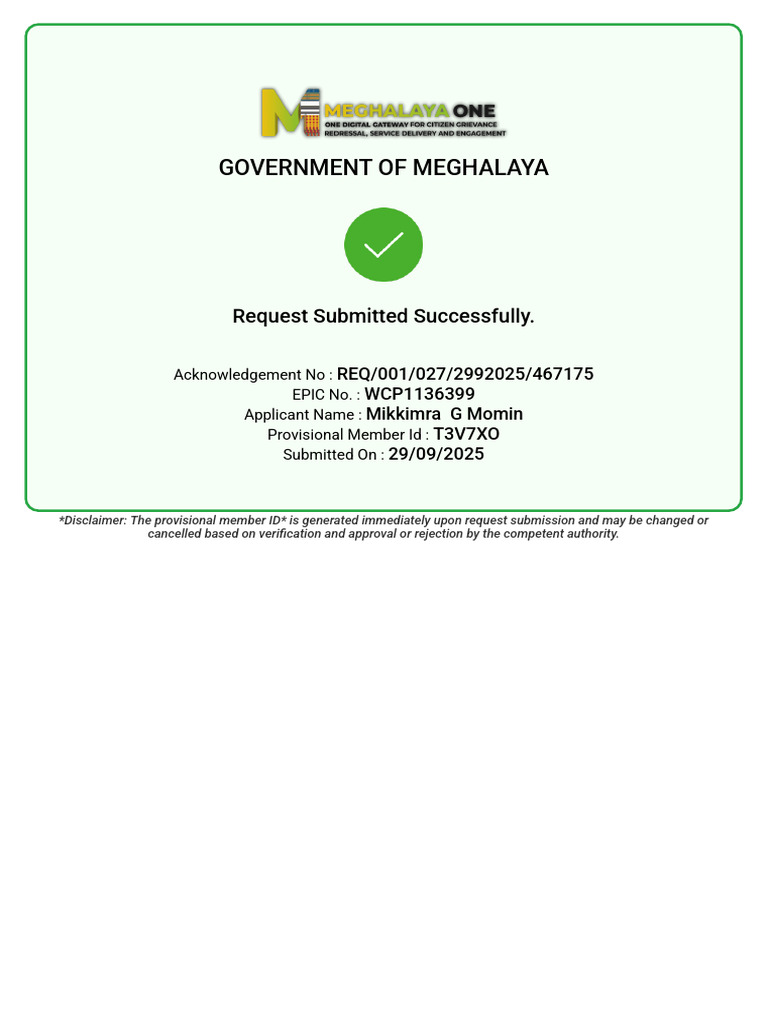 Registration Receipt | PDF