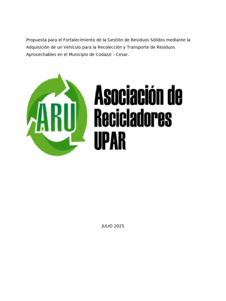 Proyecto IAT CODAZZI 2024 | PDF | Residuos | El plastico