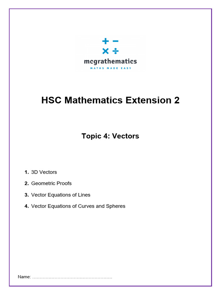 Vectors Booklet - McGrathematics | PDF | Mathematical Physics ...