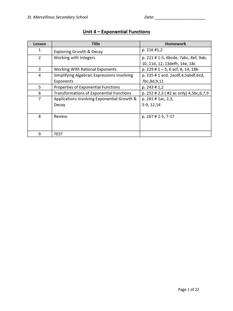 Unit 4 Exponential Functions | PDF | Exponentiation | Numbers