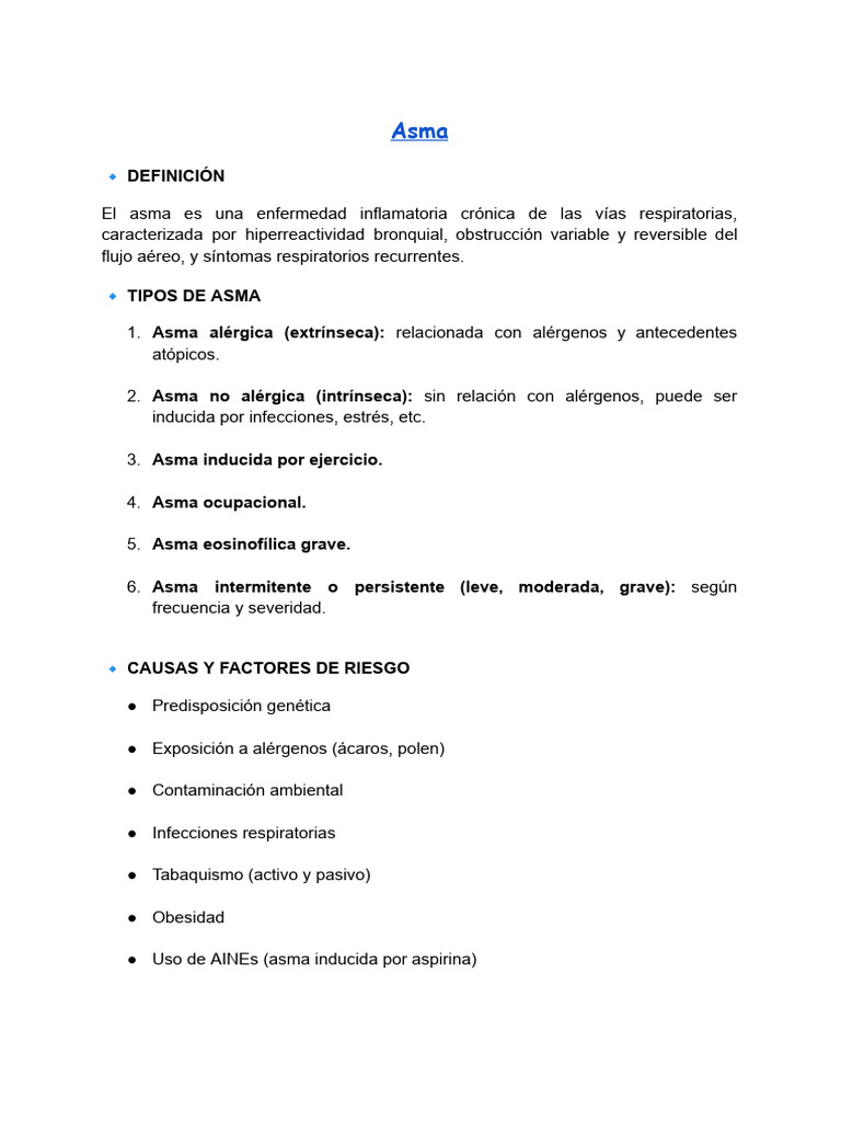 Guía Completa sobre el Asma: Tipos y Tratamientos | PDF | Asma | Alergia