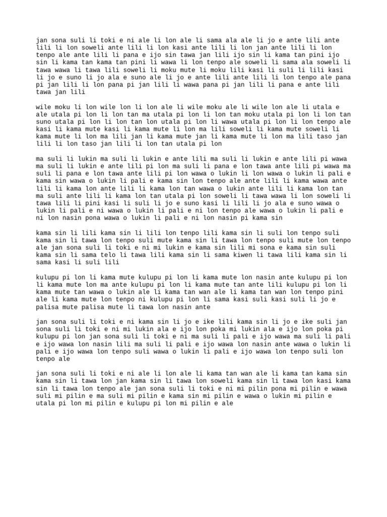 Toki Pona Origin of Species Corpus 48k Words | PDF