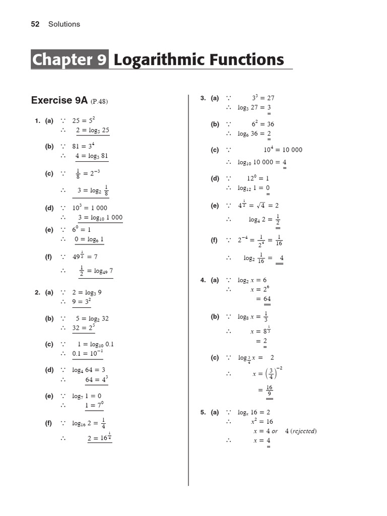 Logarithmic Functions Exercises and Solutions | PDF | Mathematics ...