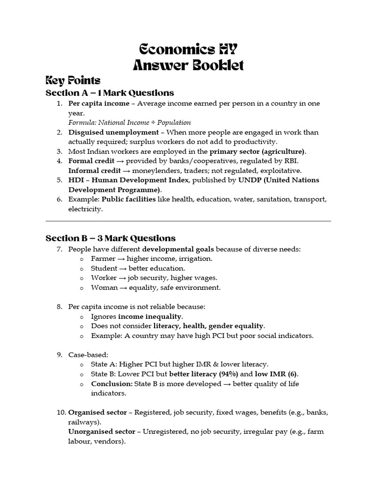 Economics HY Answer Booklet | PDF | Poverty | Poverty & Homelessness