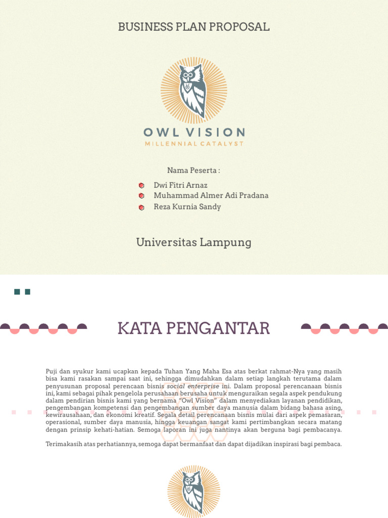 Rencana Bisnis Owl Vision: Pendidikan Kreatif | PDF