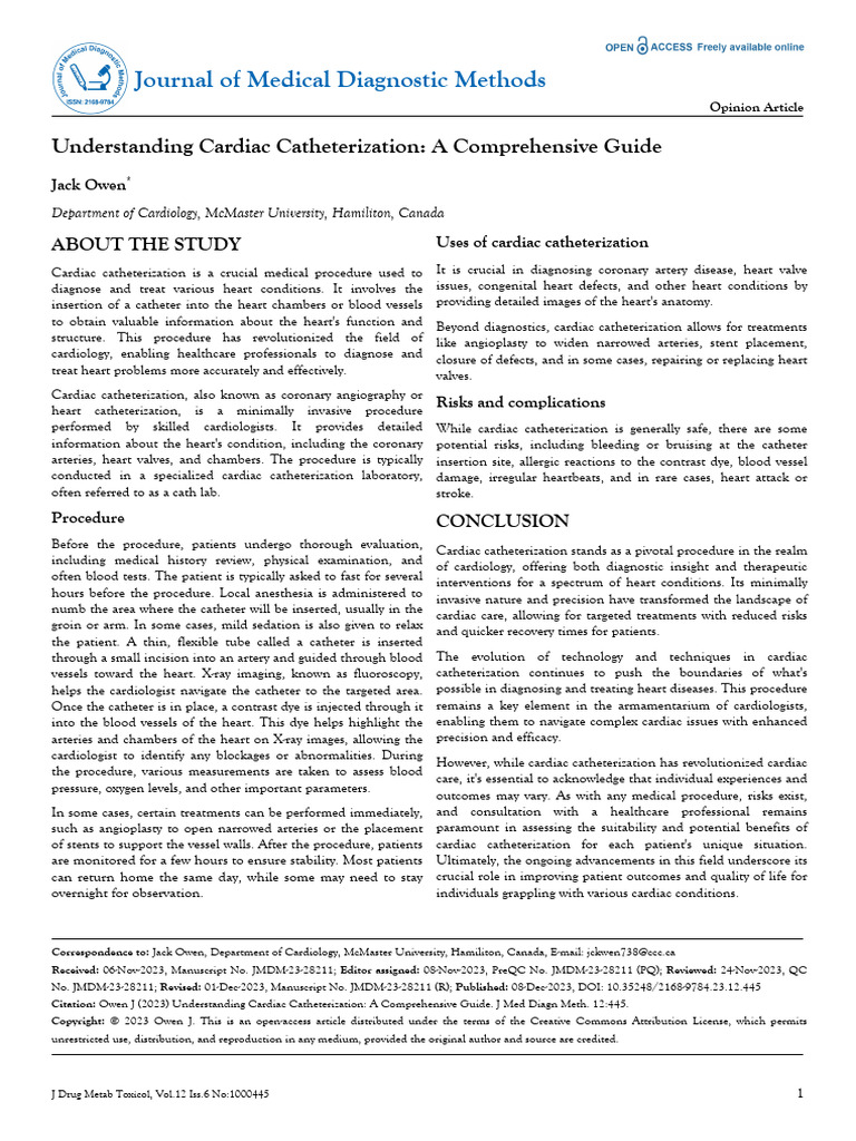 Journal of Medical Diagnostic Methods: Understanding Cardiac ...