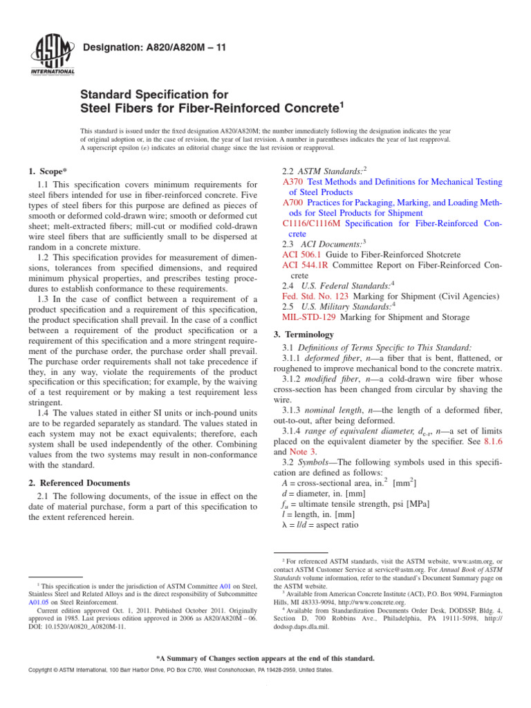 Steel Fibers for Fiber-Reinforced Concrete | PDF | Ultimate Tensile ...