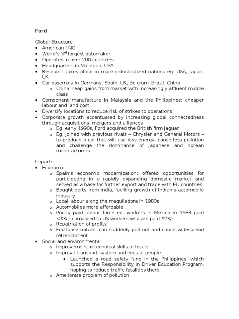 TNC Case Studies | PDF | Car | Ford Motor Company