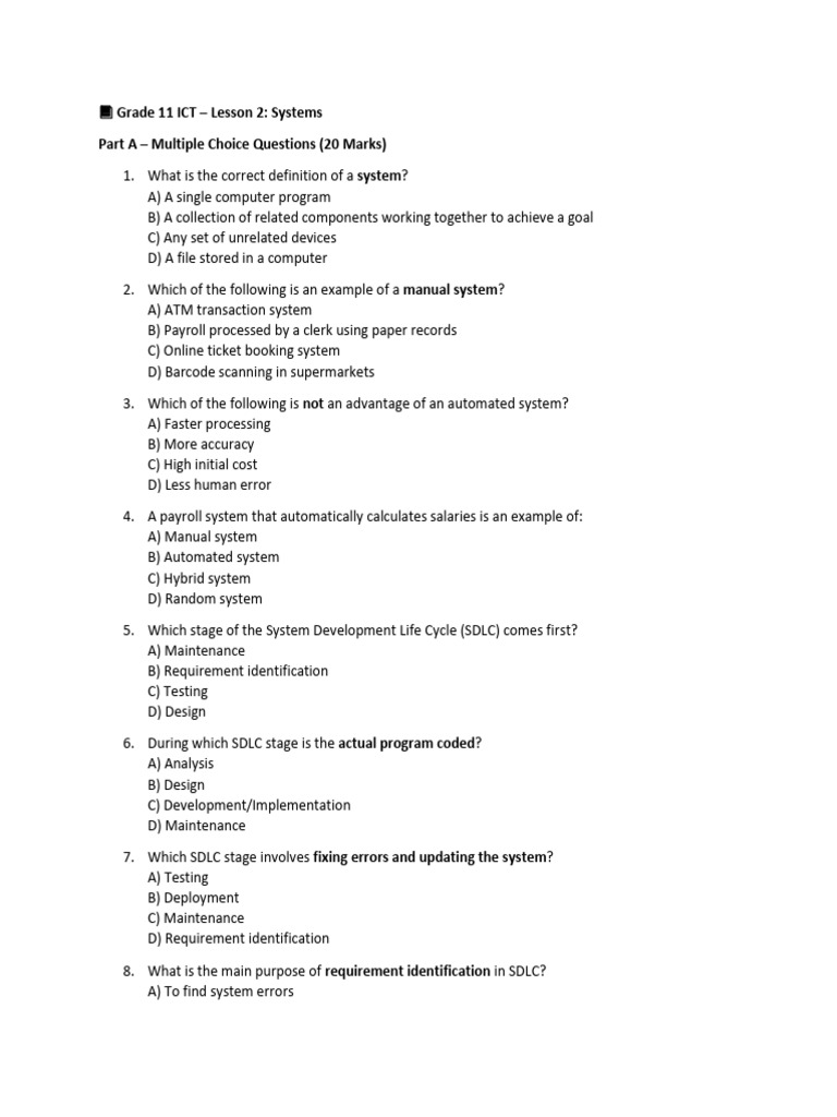 ? Grade 11 ICT Question | PDF | Software Development Process ...
