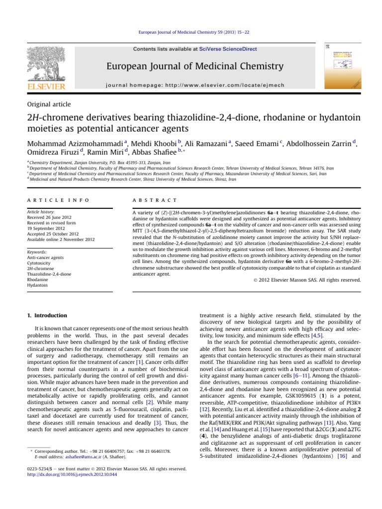 Anticancer 2H-Chromene Derivatives Study | PDF | Chemotherapy | Thin ...