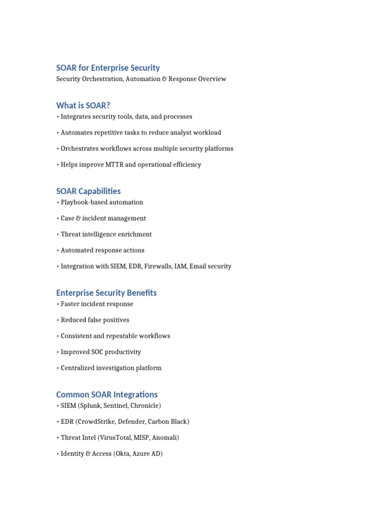 SOAR Enterprise Security Document | PDF