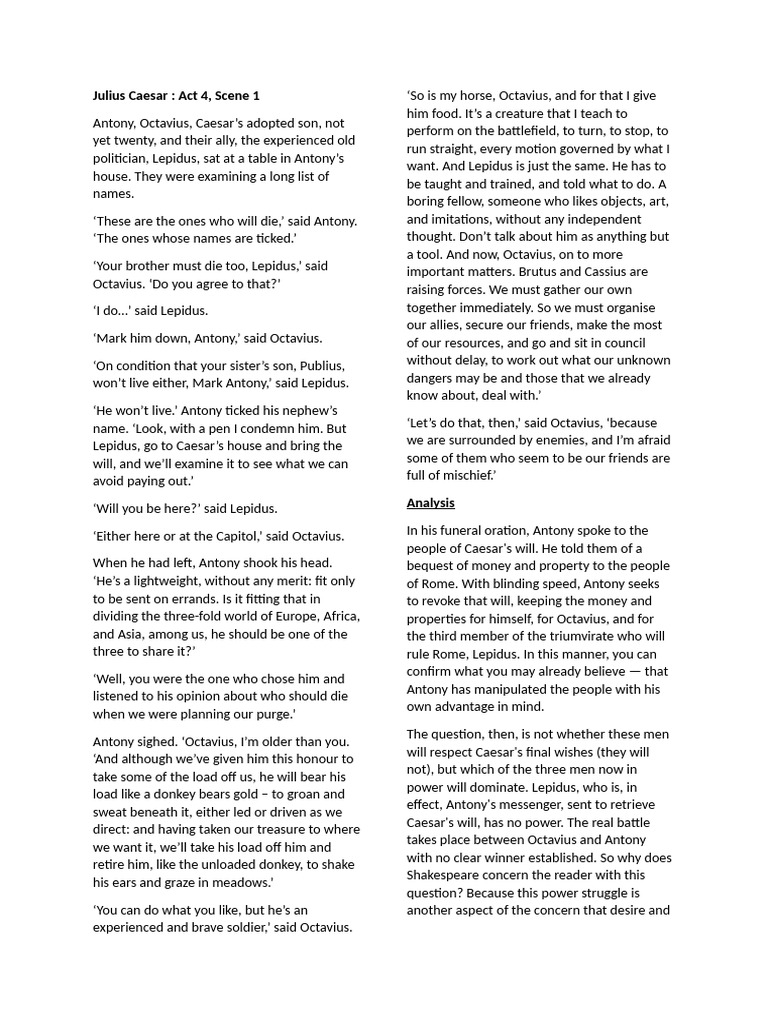 Julius Caesar Act 4 | PDF | Mark Antony | Augustus