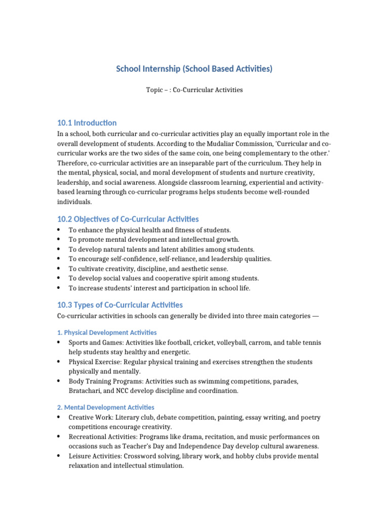 Importance of Co-Curricular Activities | PDF | Curriculum | Cognition