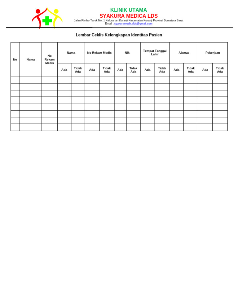 Form Ceklis Kelengkapan Identitas Pasien | PDF