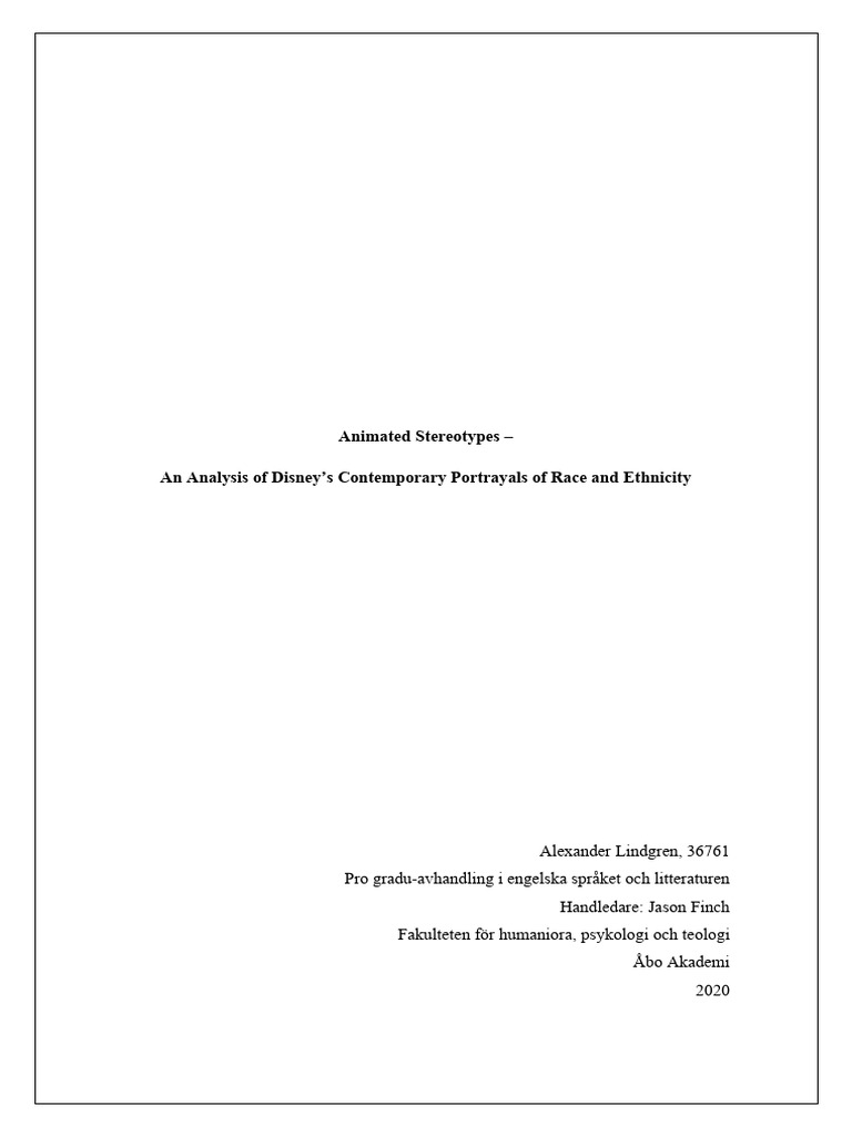 An Analysis of Disney's Contemporary Portrayals of Race and Ethnicity | PDF