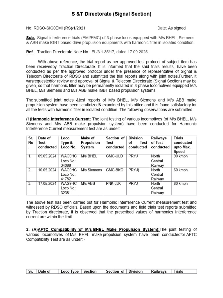 IGBT Siemens BHEL ABB Approval 171125 | PDF | Rail Transport