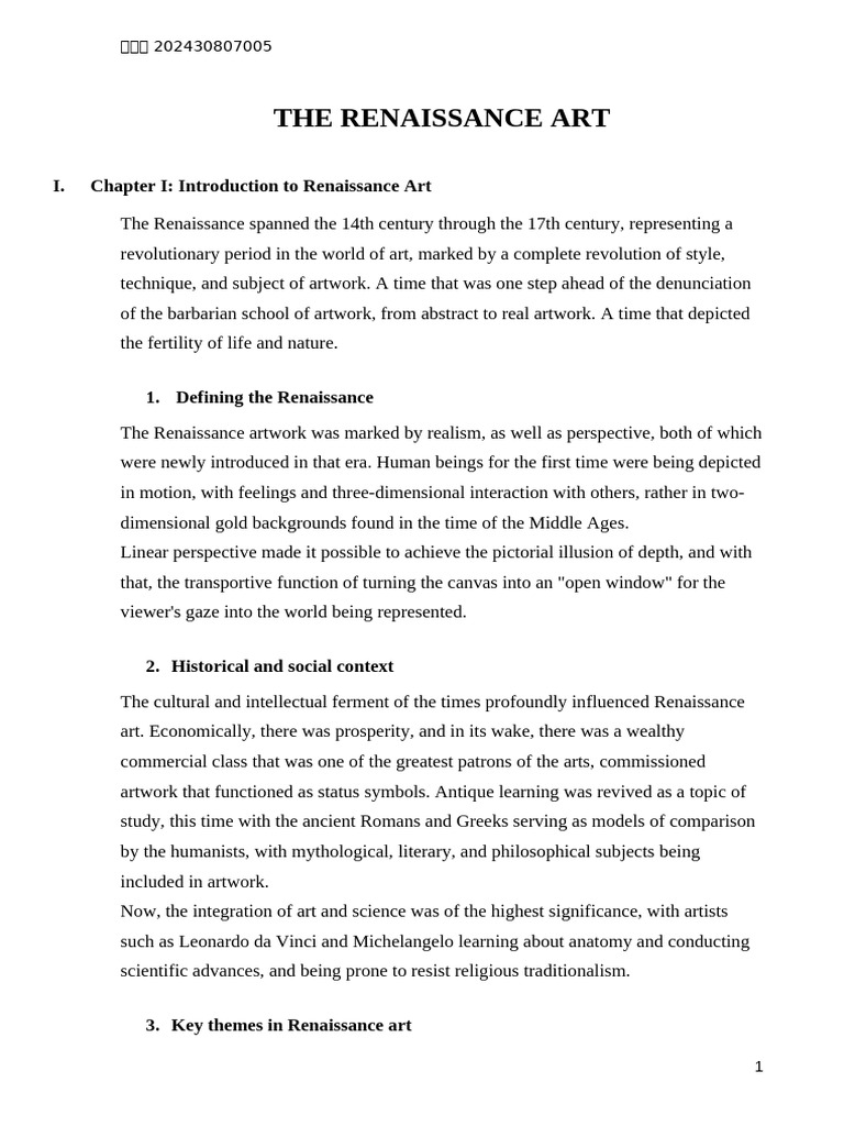 The Renaissance Art | PDF | Renaissance | Perspective (Graphical)