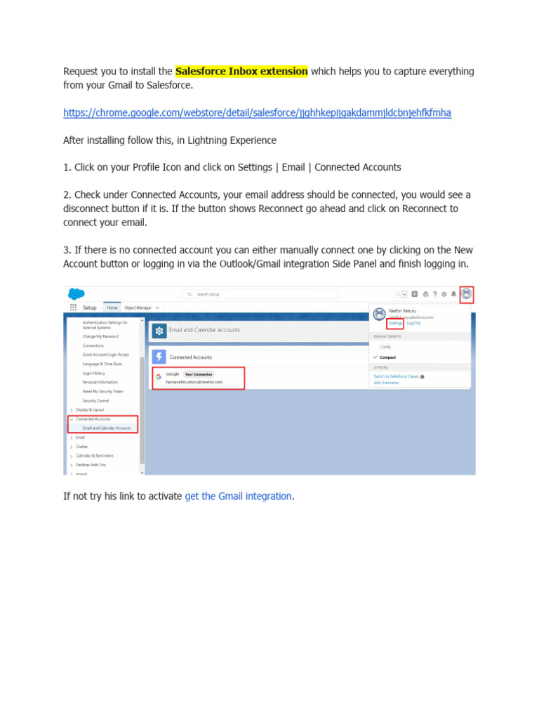 Salesforce Inbox Extension - Integration | PDF