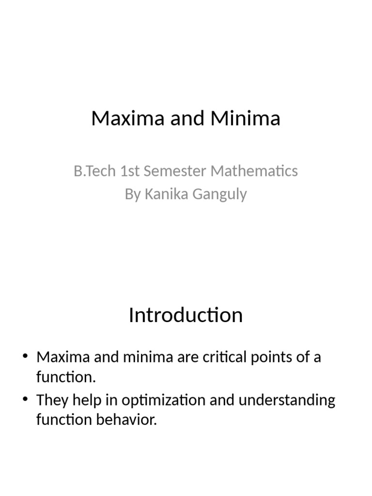 Maxima Minima PPT Kanika | PDF