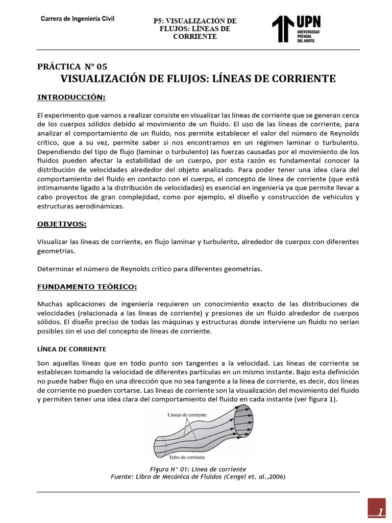 05 Guia de Lab - Fluidos - Lineas de Corriente | PDF | Numero Reynolds ...
