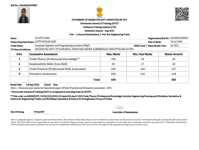 Date of Printing: Digitally Signed by DS Directorate General of ...