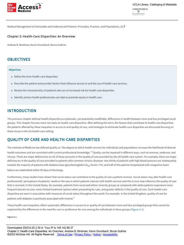 Chapter 2 - Health-Care Disparities - An Overview | PDF | Health Equity ...