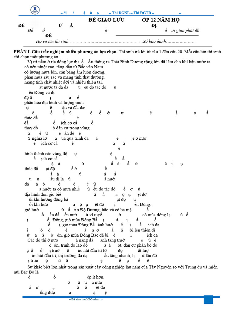 8. ĐỀ ĐỊA - L8 | PDF