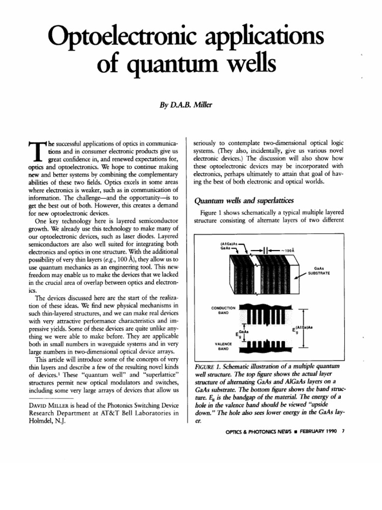 Optoelectronic Applications of Quantum Wells | PDF