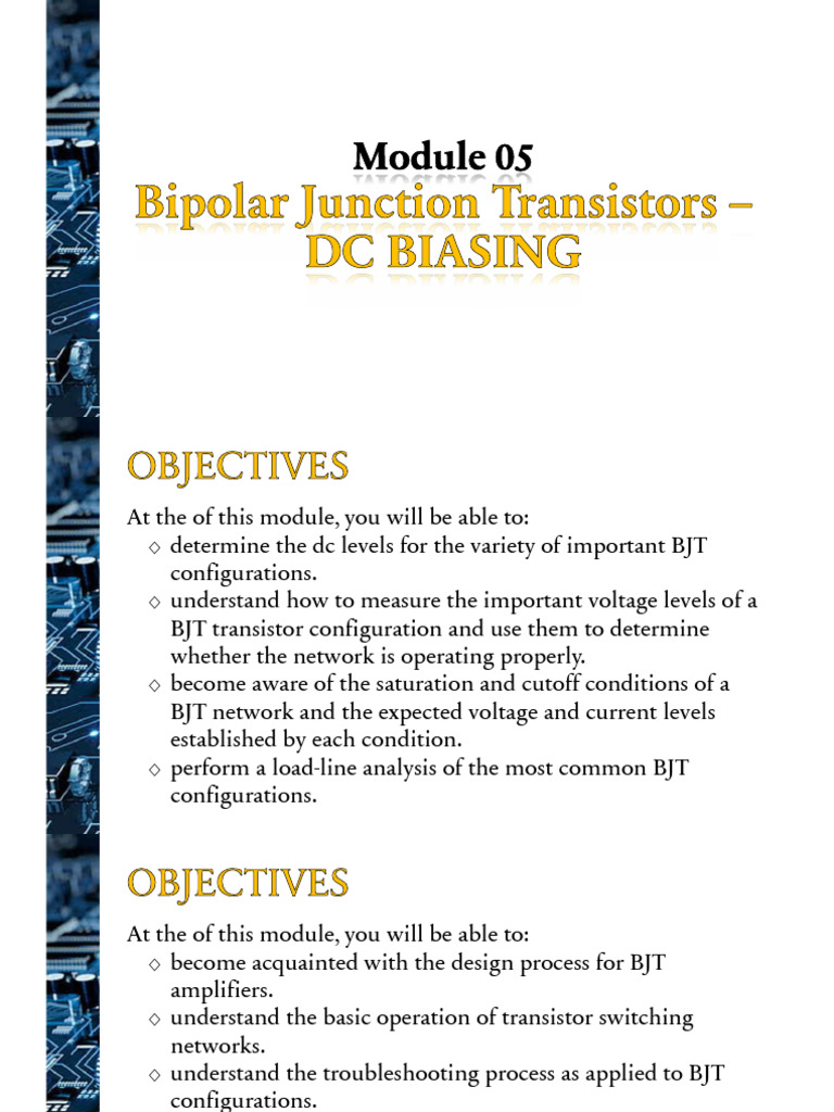 Module 04 - BJT DC Biasing | PDF | Bipolar Junction Transistor | Amplifier