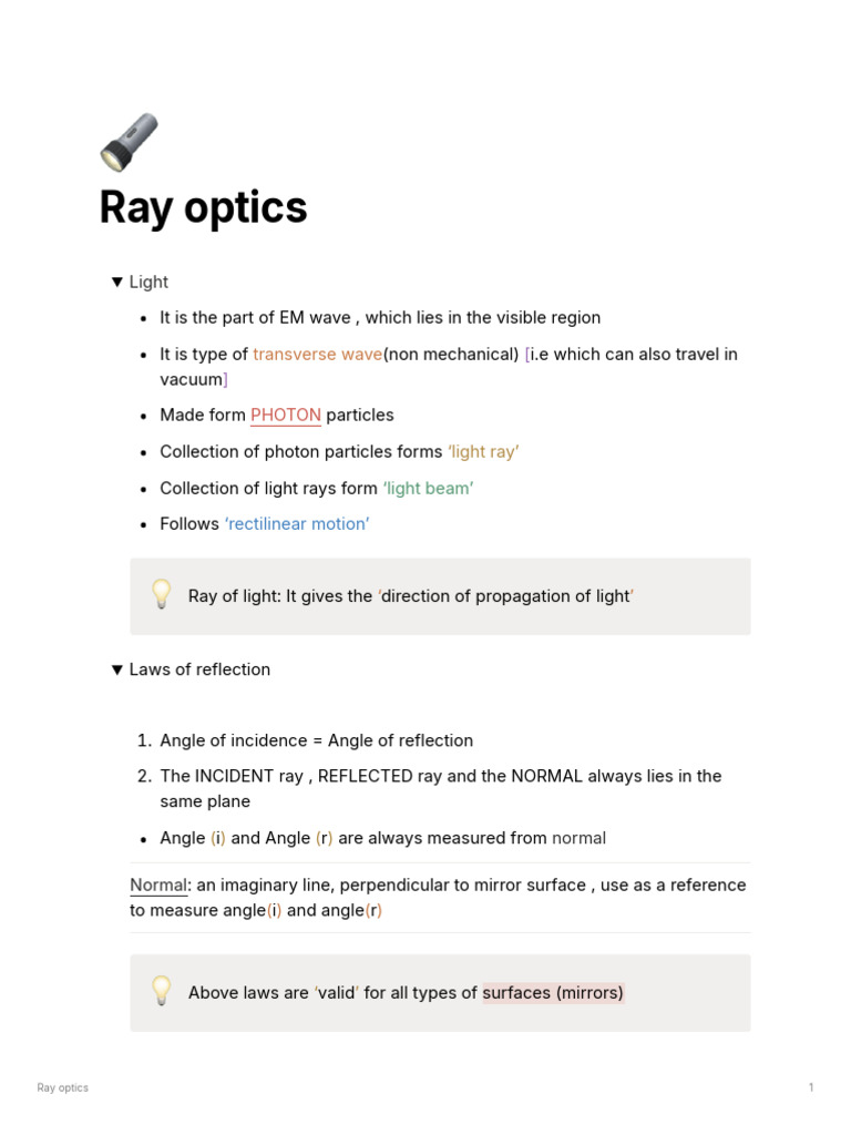 Understanding Ray Optics and Reflection | PDF