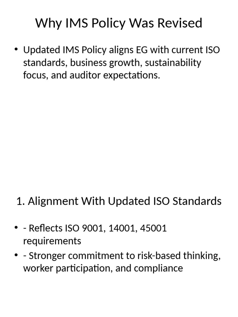 IMS Policy Change Explanation | PDF | Business | Natural Environment