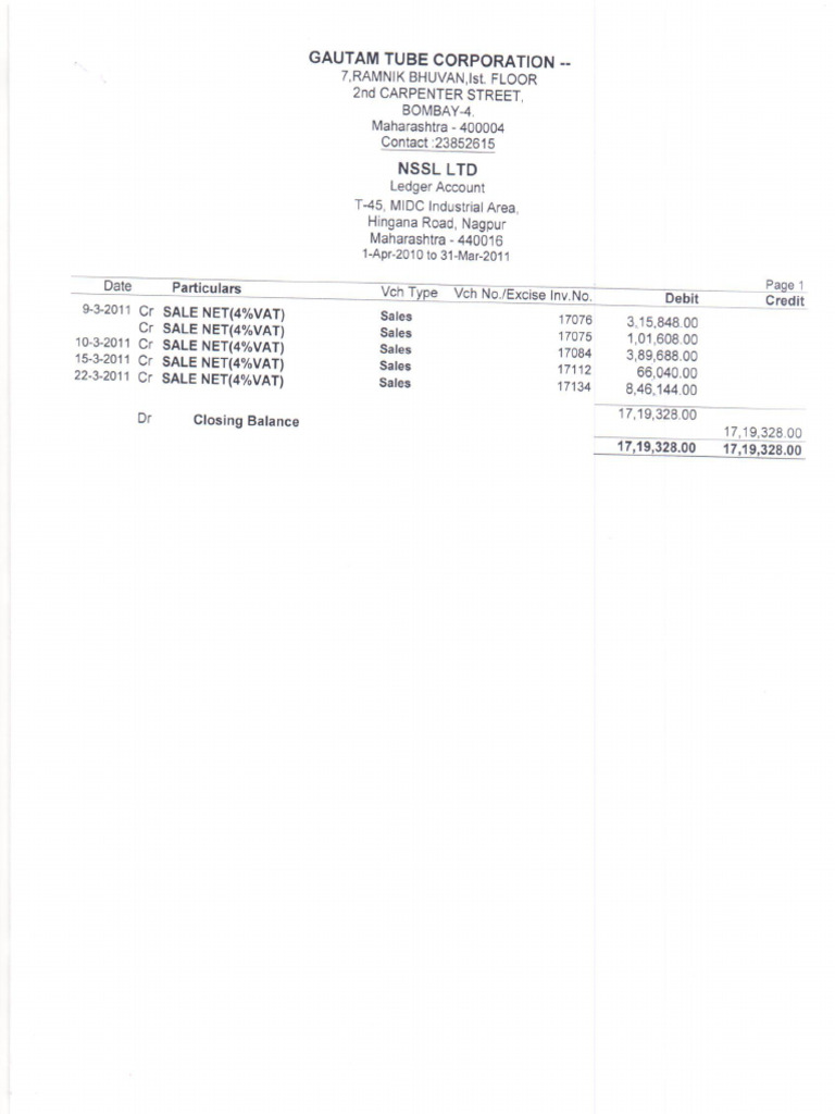 NSSL Ledger Copy Year 2010-11 | PDF