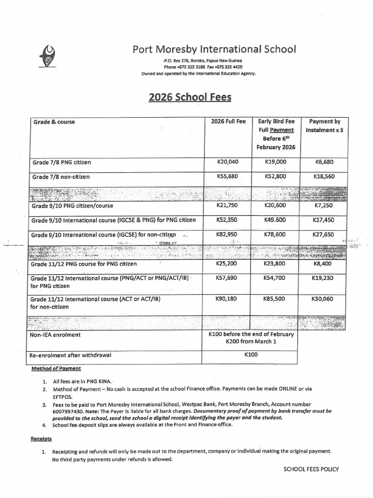 2026 School Fees | PDF