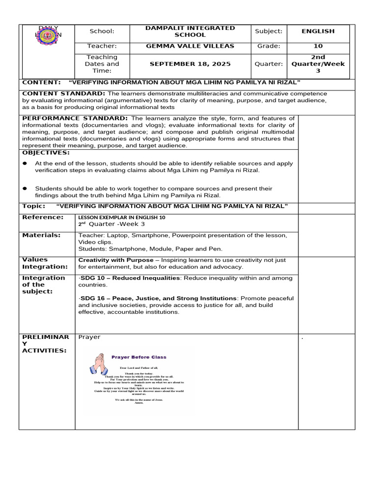 DLP QUARTER 2 WEEK 3 DAY 2 | PDF | Human Communication