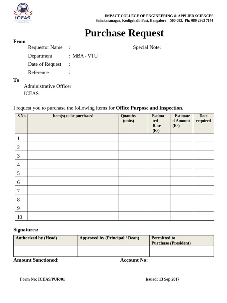 Purchase Request | PDF