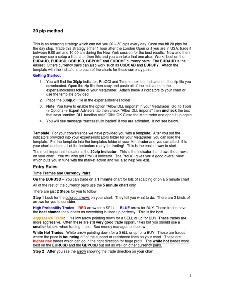 Entry Rules 30 Pip Method | PDF | Market Trend | Financial Markets