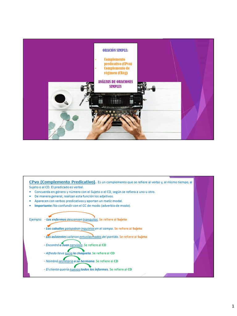 Sintaxis Oración simple_CPredicativo y CRégimen | PDF | Asunto (gramática) | Verbo