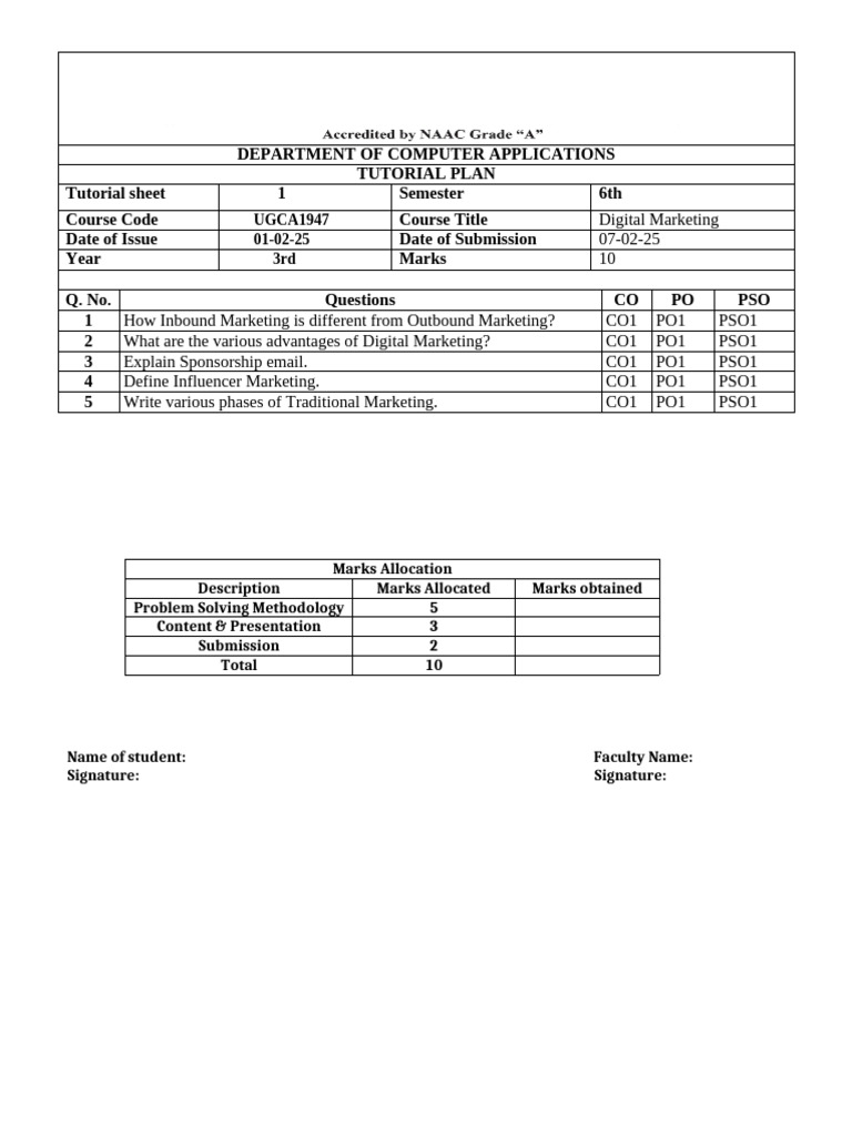 Tutorial Sheet-1 of DM | PDF