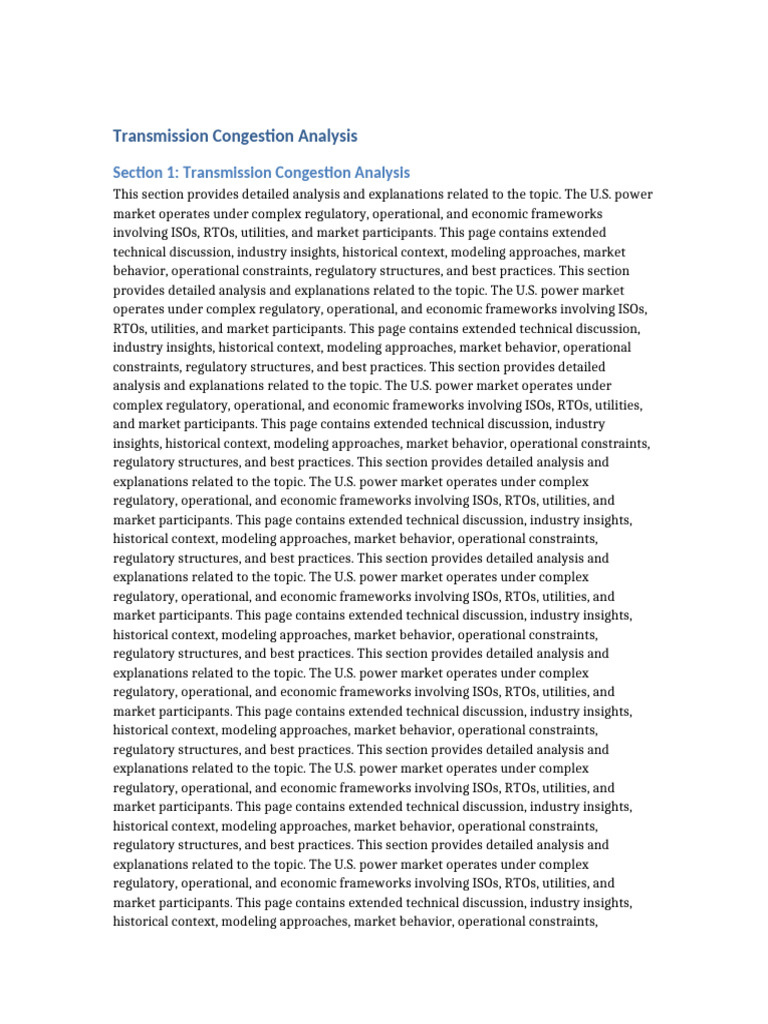 Transmission Congestion Analysis | PDF | Utility | Behavior
