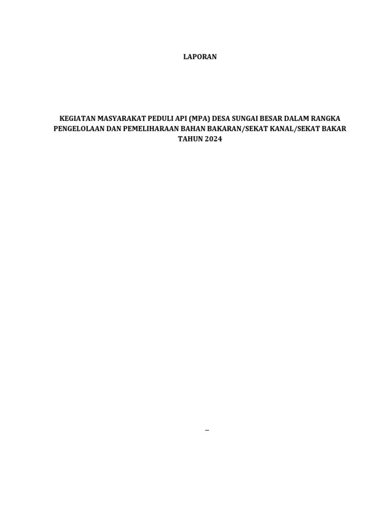 Kegiatan Masyarakat Peduli API (Mpa) Desa Sungai Besar Dalam Rangka ...
