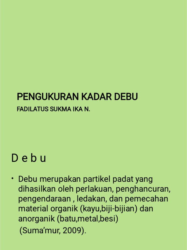 Pengukuran Kadar Debu dan Dampaknya | PDF