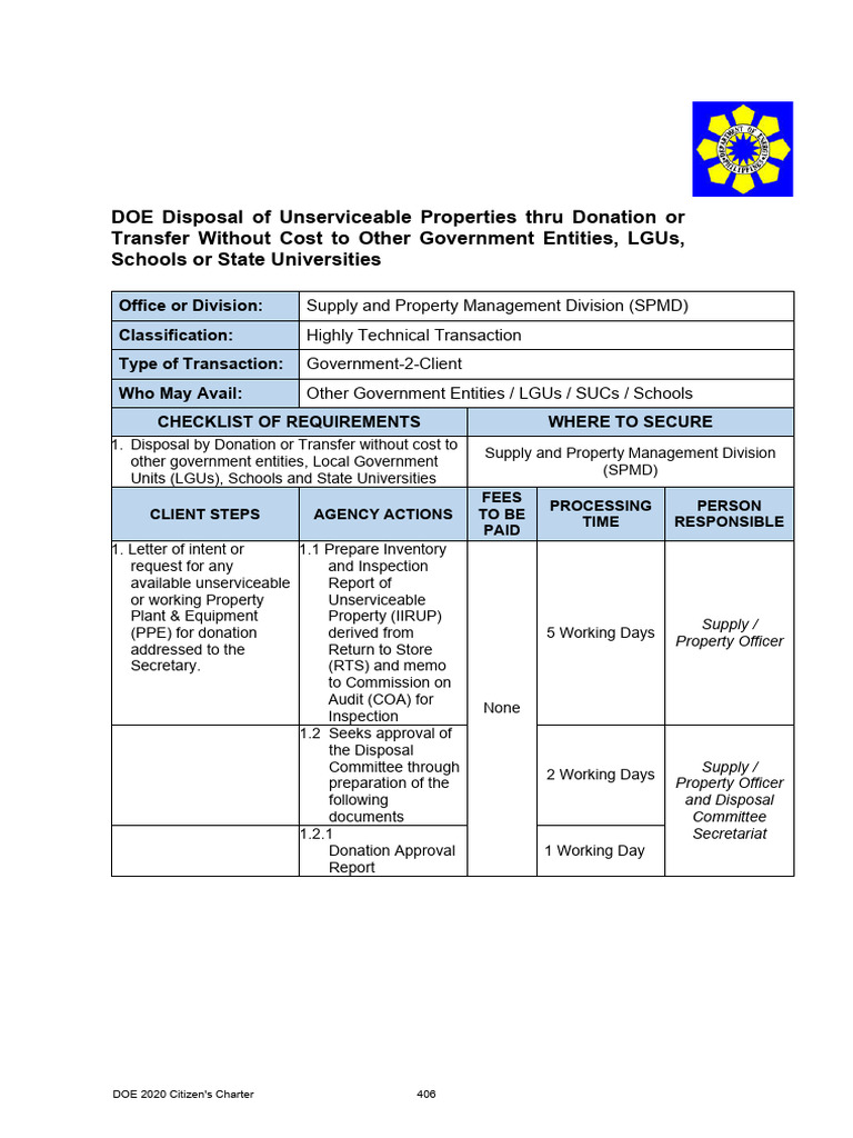 DOE Property Donation Process Guide | PDF