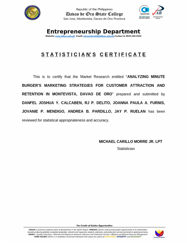 Statistician Certificate 2 | PDF