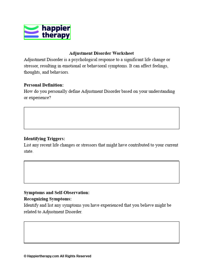 Adjustment Disorder Coping Worksheet | PDF | Psychological Resilience ...