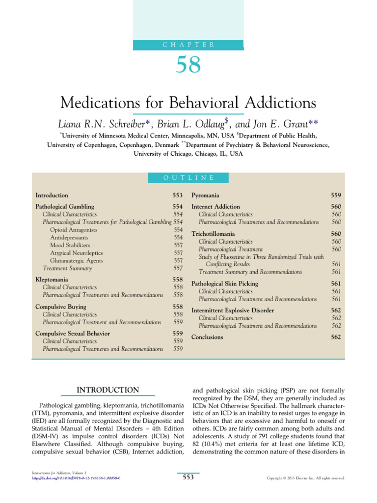 Interventions For Addiction Medications For Behavioral Addictions ...