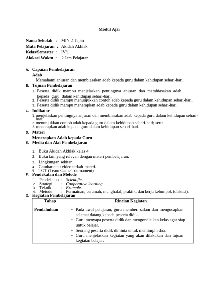 Modul Ajar AA Kelas 4b Part 2 | PDF