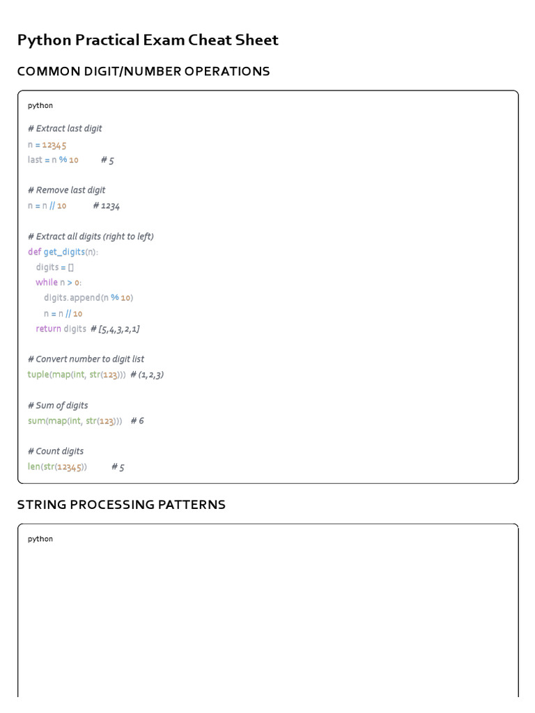 Claude CS1010e PE Cheat Sheet | PDF | Anonymous Function | Integer (Computer Science)