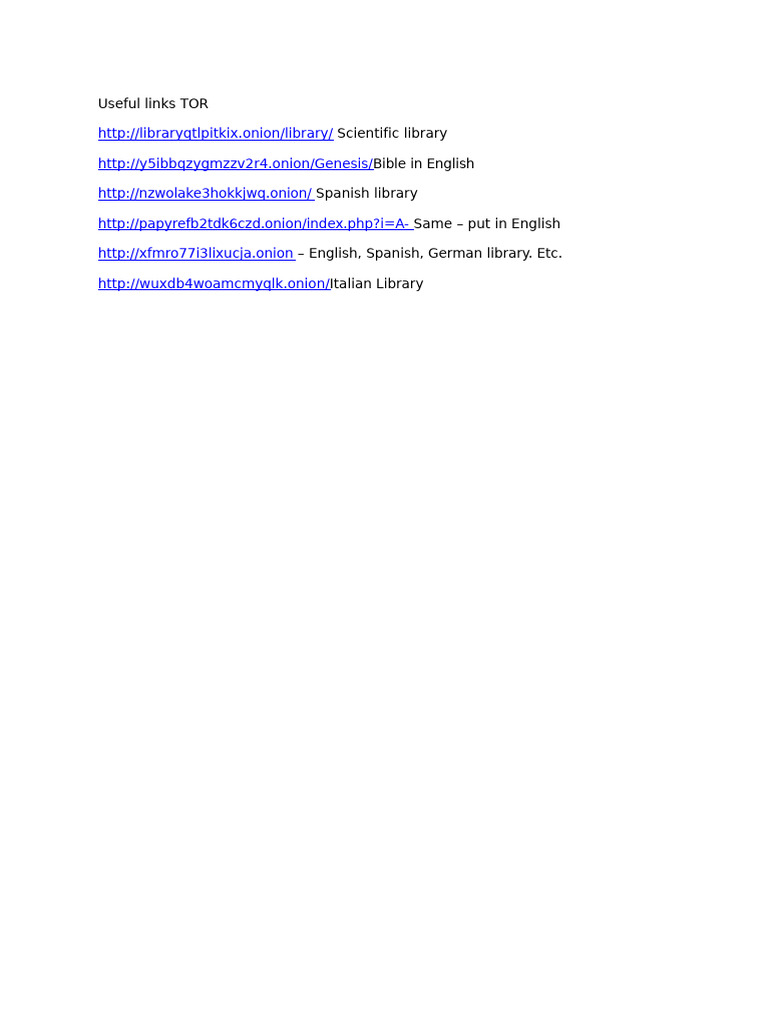 Essential TOR Library Links | PDF
