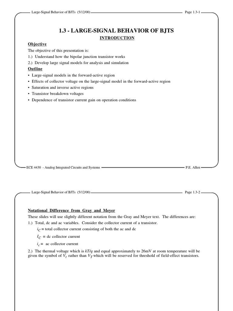 BJT Large Signal Model Overview | PDF